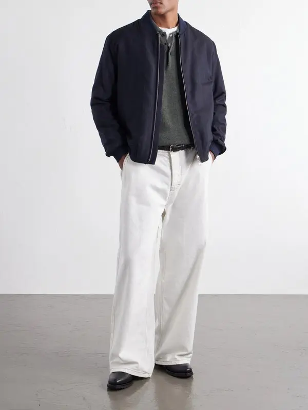 Mr P. Striped Wool-twill Bomber Jacket