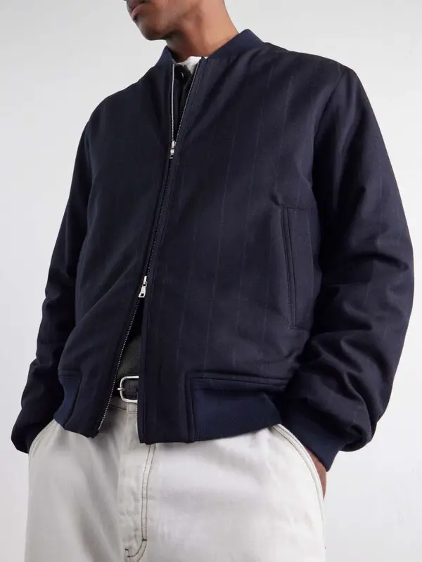 Mr P. Striped Wool-twill Bomber Jacket