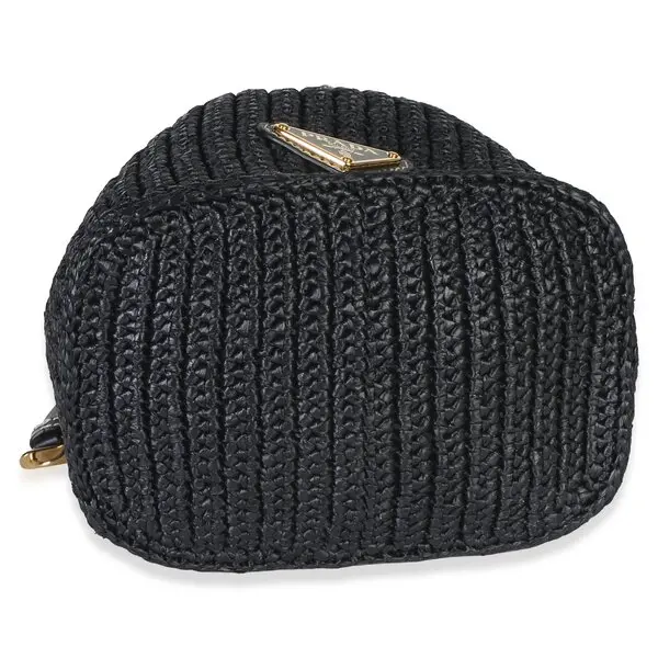 Prada Yarn Raffia Effect Crochet Drawstring Bucket Bag