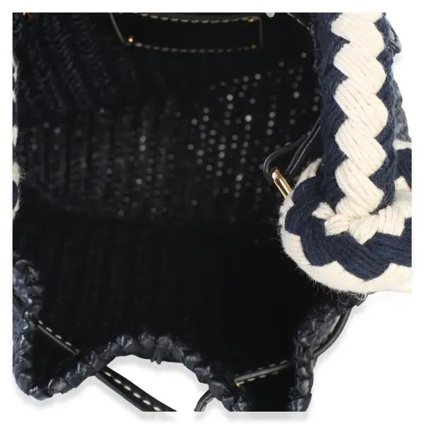 Prada Yarn Raffia Effect Crochet Drawstring Bucket Bag