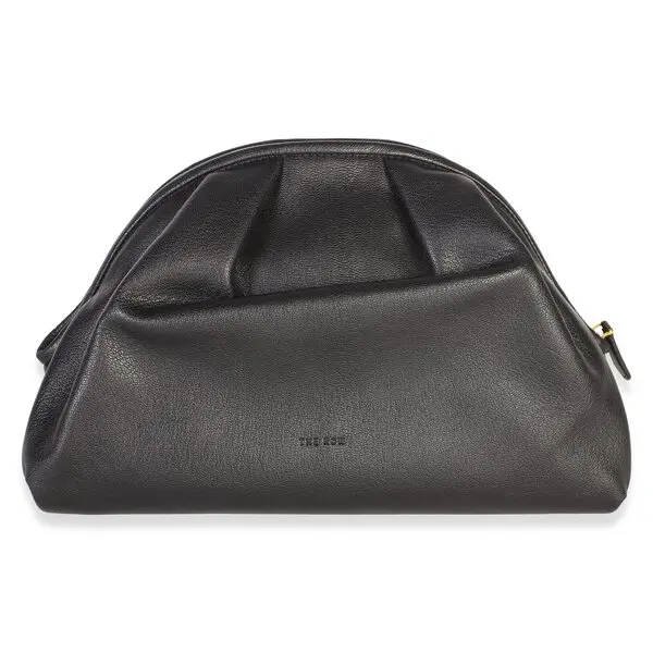 THE ROW Ultrasoft Goatskin Charlotte Clutch - Black