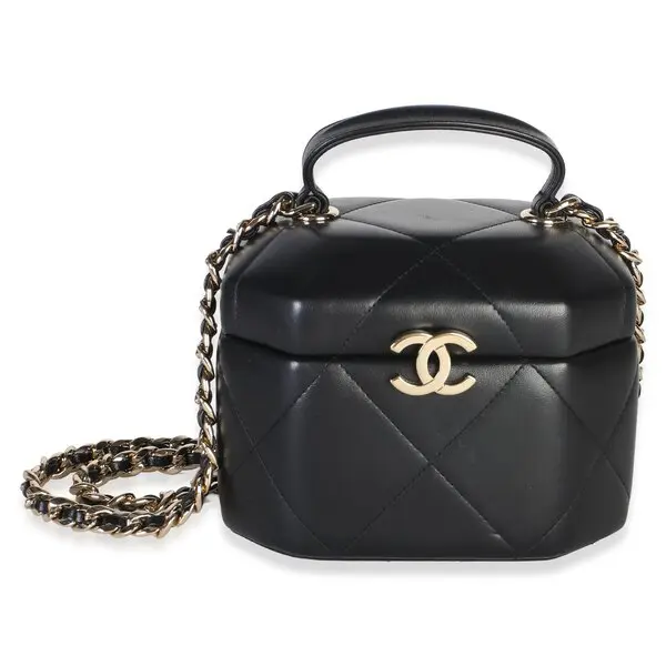 Chanel Lambskin Paris Chateau De Chenonceau Vendome Case With Chain - Black