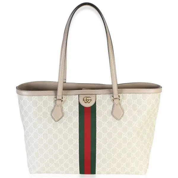 Gucci White Gg Supreme Canvas Ophidia Shopping Tote - Beige