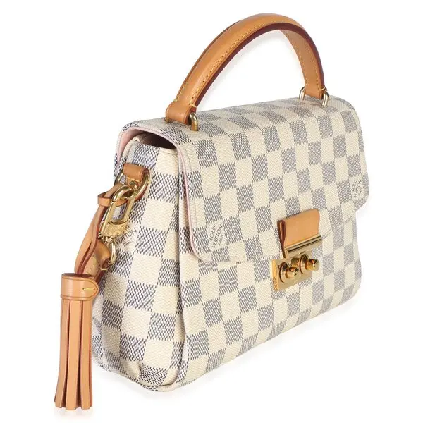 LOUIS VUITTON Damier Azur Canvas Croisette Shoulder Bag - Beige