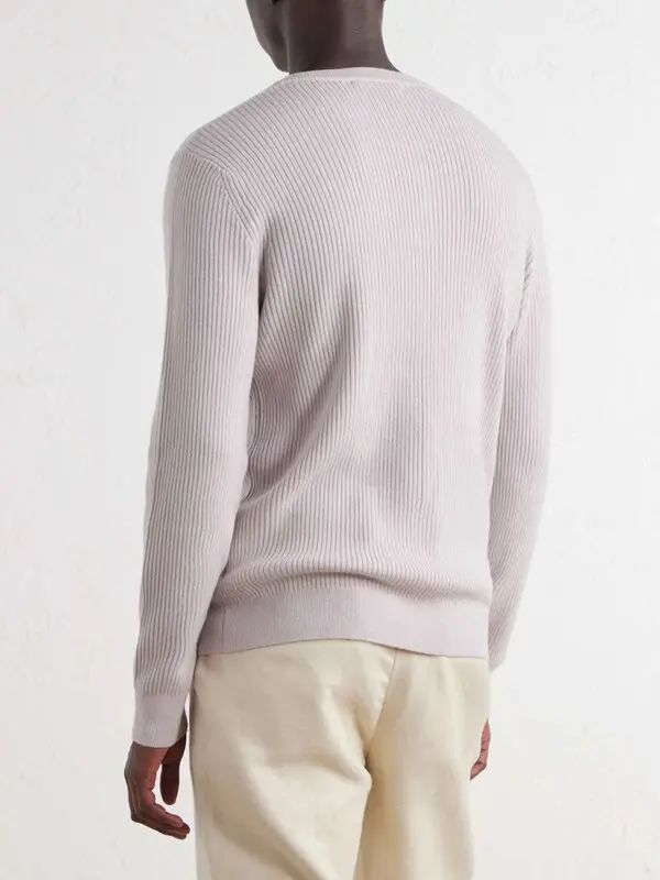 Mr P. Ribbed Wool And Cashmere Henley Sweater