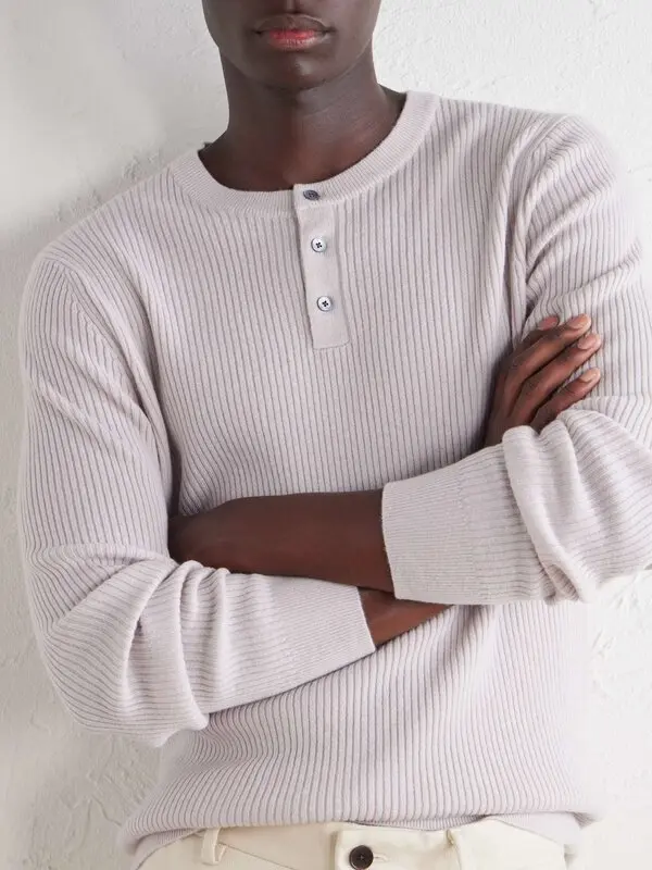 Mr P. Ribbed Wool And Cashmere Henley Sweater