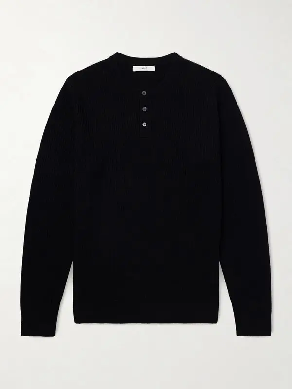 Mr P. Ribbed Wool And Cashmere Blend Henley Sweater