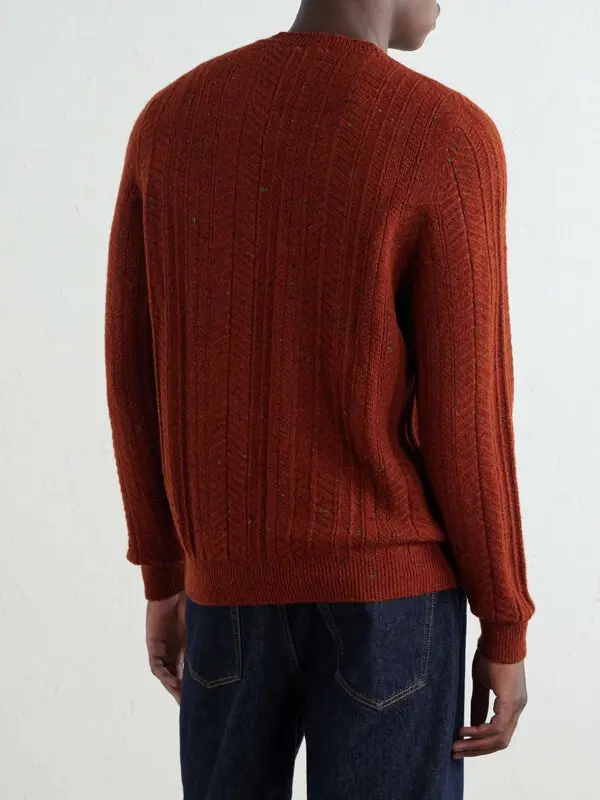 Inis Meáin Herringbone Merino Wool And Cashmere-blend Sweater