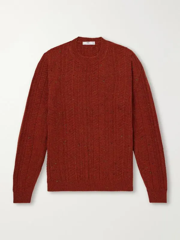 Inis Meáin Herringbone Merino Wool And Cashmere-blend Sweater - Red