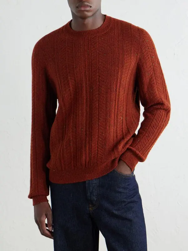 Inis Meáin Herringbone Merino Wool And Cashmere-blend Sweater