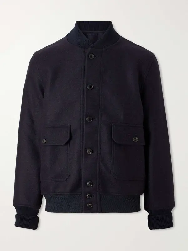FORTELA Wool Bomber Jacket - Blue