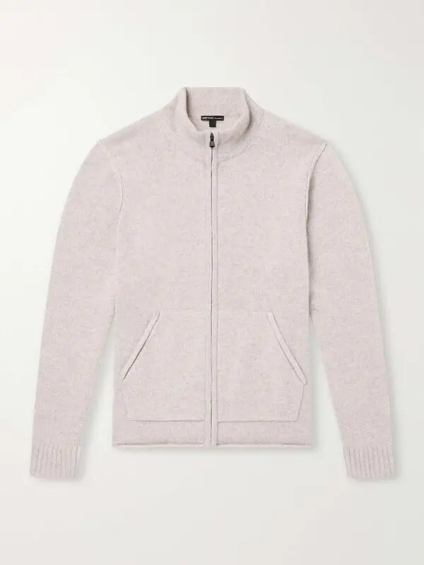 JAMES PERSE Cashmere Zip-up Cardigan - Beige