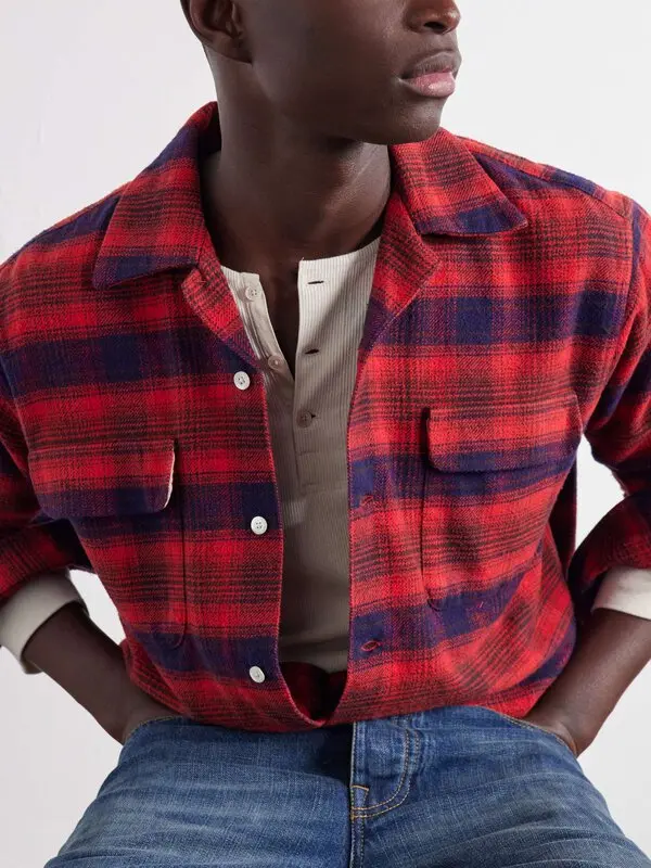 FORTELA Baker Camp-collar Checked Cotton Shirt