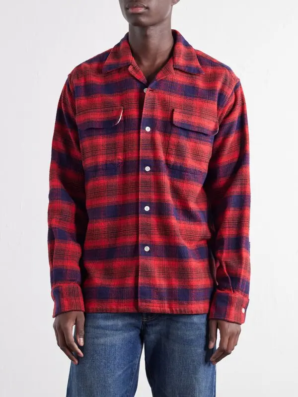 FORTELA Baker Camp-collar Checked Cotton Shirt