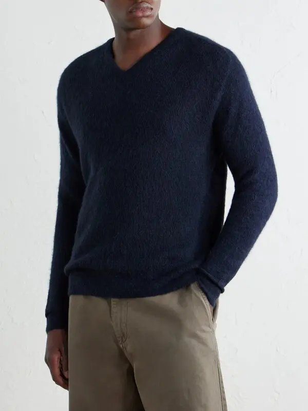 Auralee Alpaca Blend Sweater - Blue
