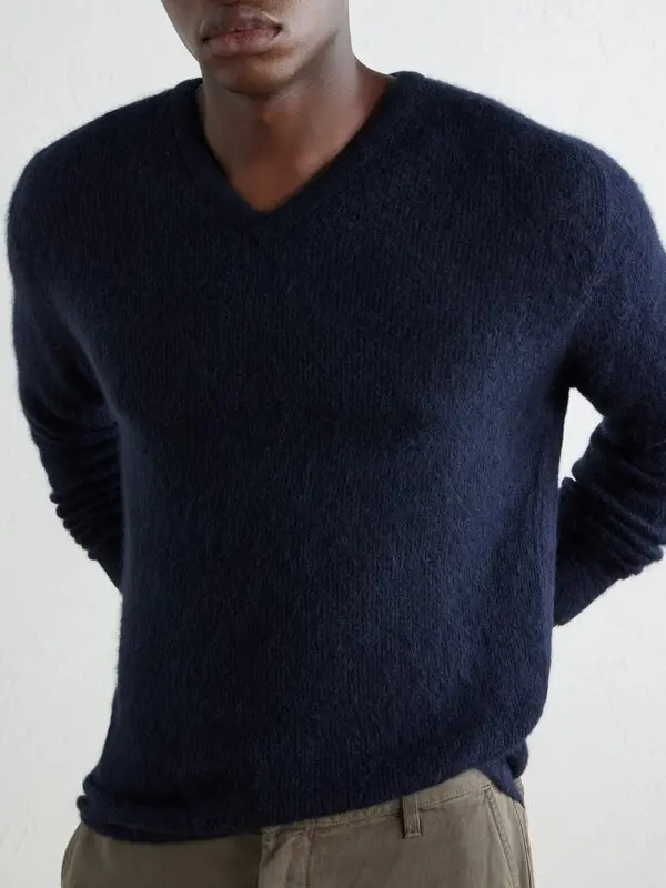 Auralee Alpaca Blend Sweater - Blue