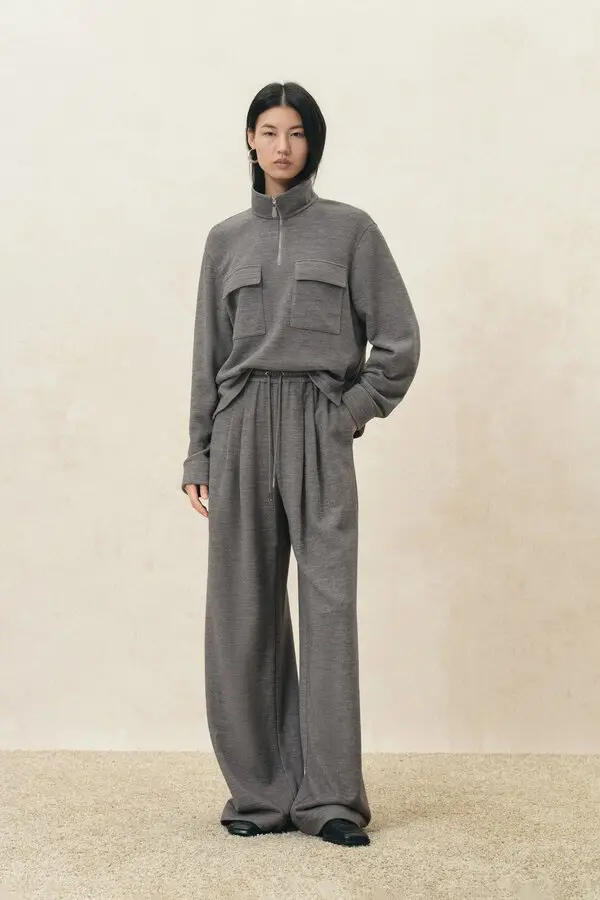 Fabrique Isadora Half Zip Knit Top In Wool Blend