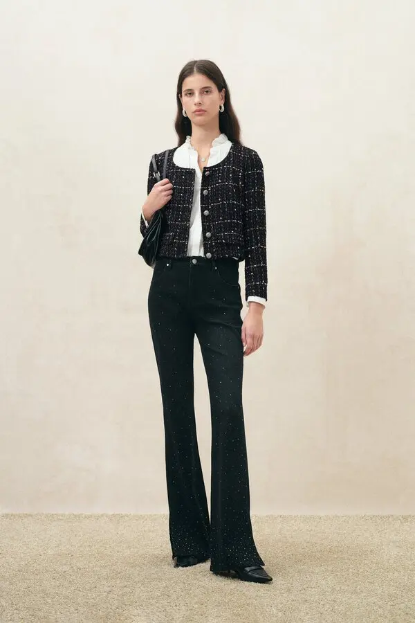 Fabrique Eleanor Metallic Flecked Houndstooth Jacket In Tweed