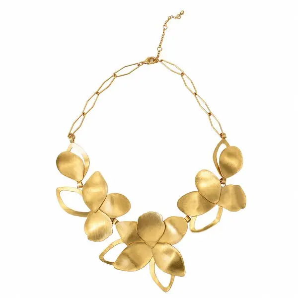 RARE MATTERS JEWELRY Sculptural Floral Statement Necklace - Gold