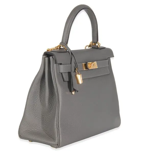 Hermès Etain Clemence Retourne Kelly 28 Ghw - Gray