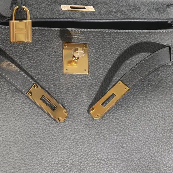 Hermès Etain Clemence Retourne Kelly 28 Ghw - Gray