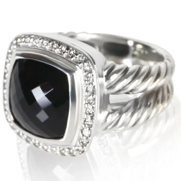 David Yurman Sterling Silver Onyx And Diamond Albion Ring