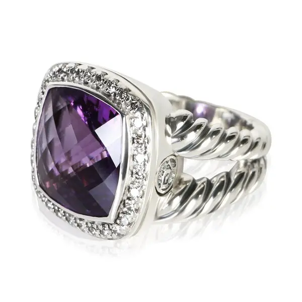 David Yurman Sterling Silver Amethyst And Diamond Albion Ring