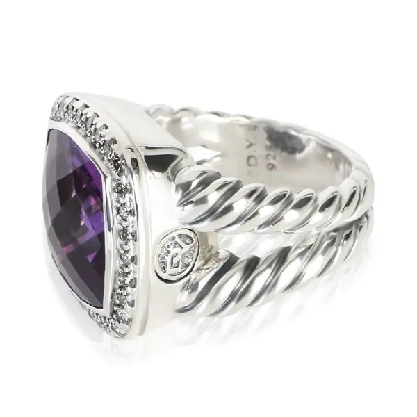 David Yurman Sterling Silver Amethyst And Diamond Albion Ring