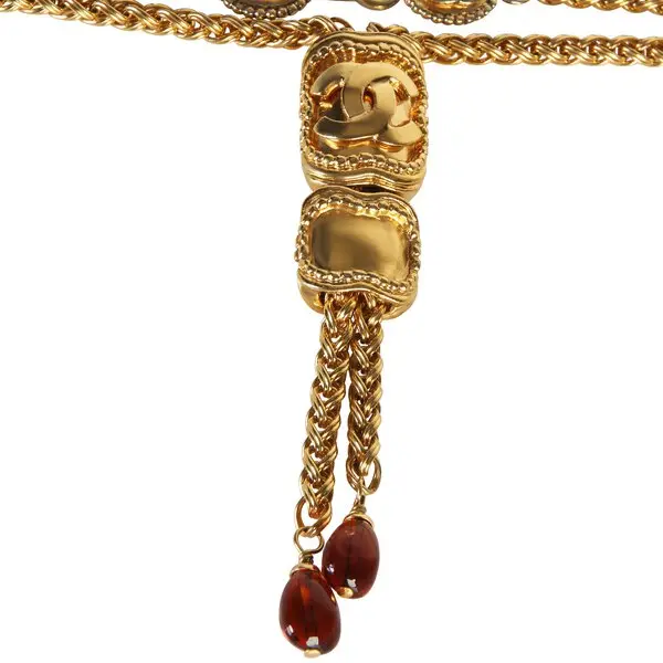 Chanel Gold-plated 1996 Vintage Gripoix Cc Bolo Tie Necklace