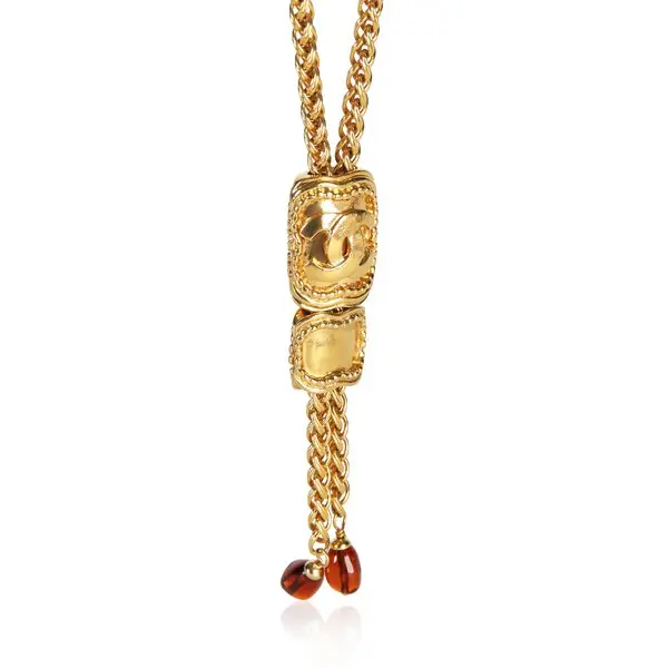 Chanel Gold-plated 1996 Vintage Gripoix Cc Bolo Tie Necklace - Gold_plated