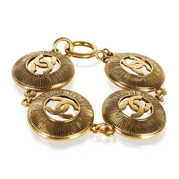 Chanel Vintage Gold-plated Medallion Link Bracelet - Gold_plated
