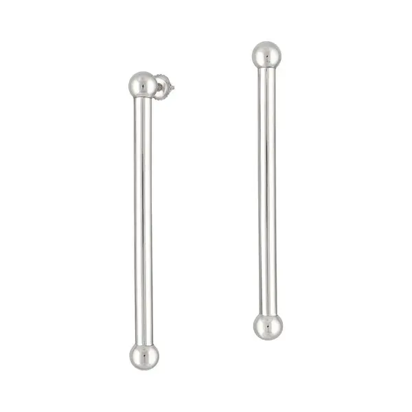 THIRTY1 Industrial Drop Earrings With Ball Studs - Silver