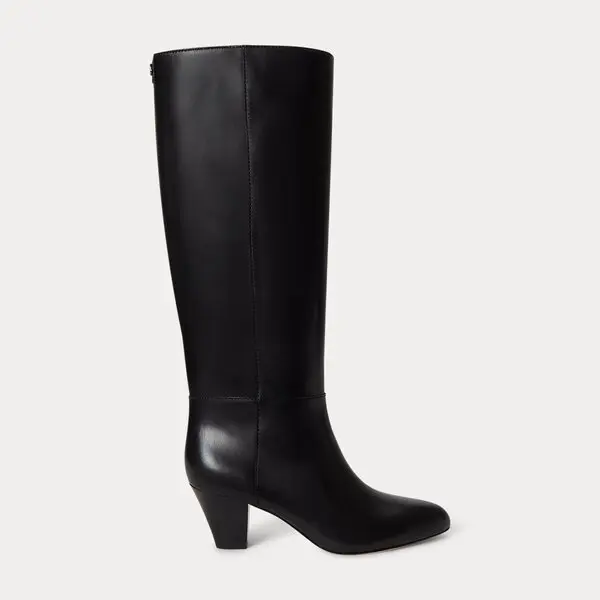 Ralph Lauren Emersyn Calfskin Tall Boot Heel - Black