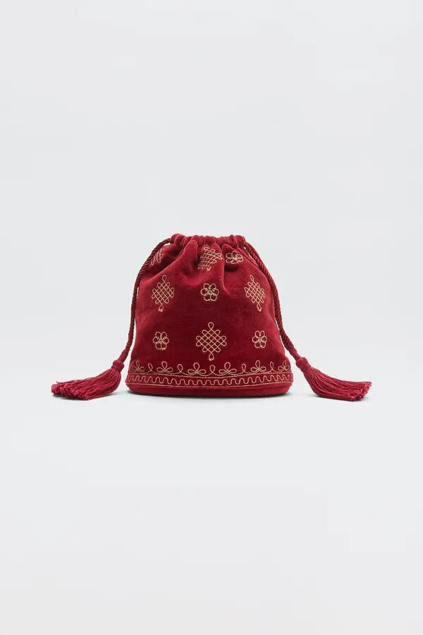 Rixo Orla Waffle Soutache Embroidery Pouch