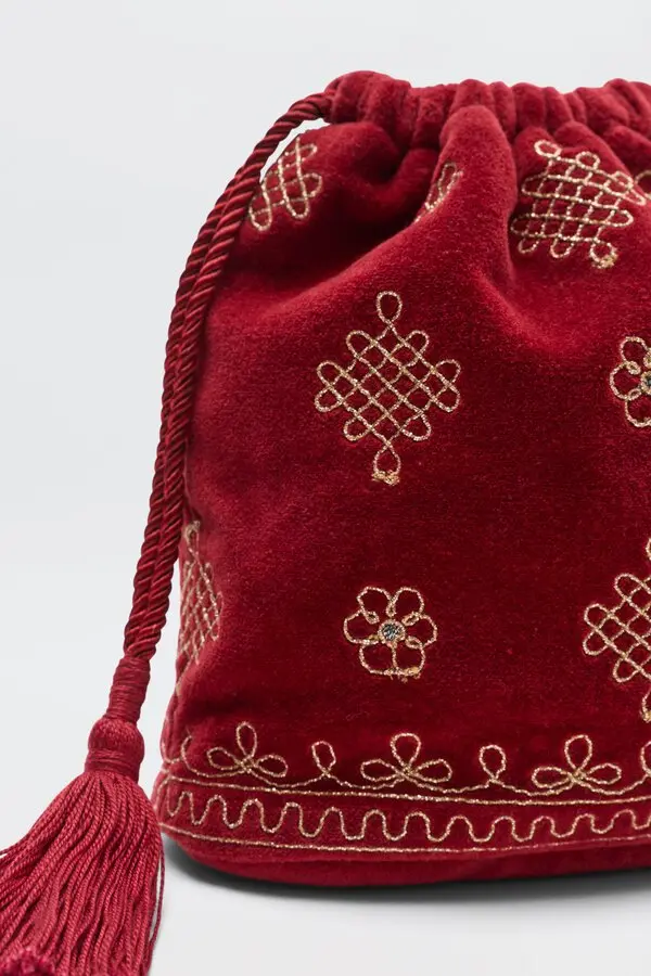 Rixo Orla Waffle Soutache Embroidery Pouch