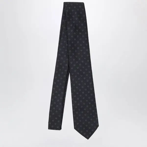 FERRAGAMO Dark Gancini Silk Jacquard Tie