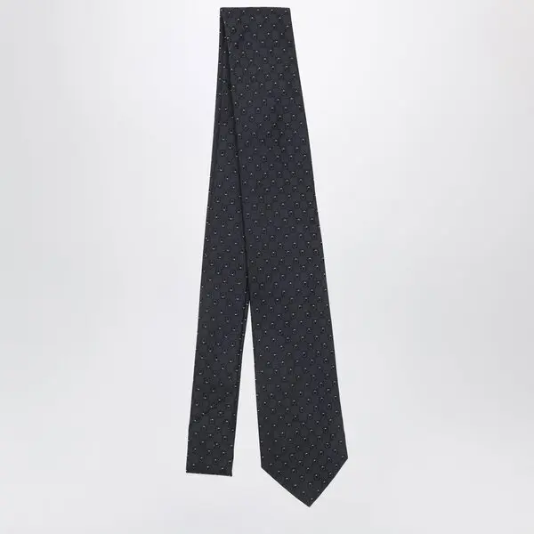FERRAGAMO Gancini Silk Jacquard Tie - Blue