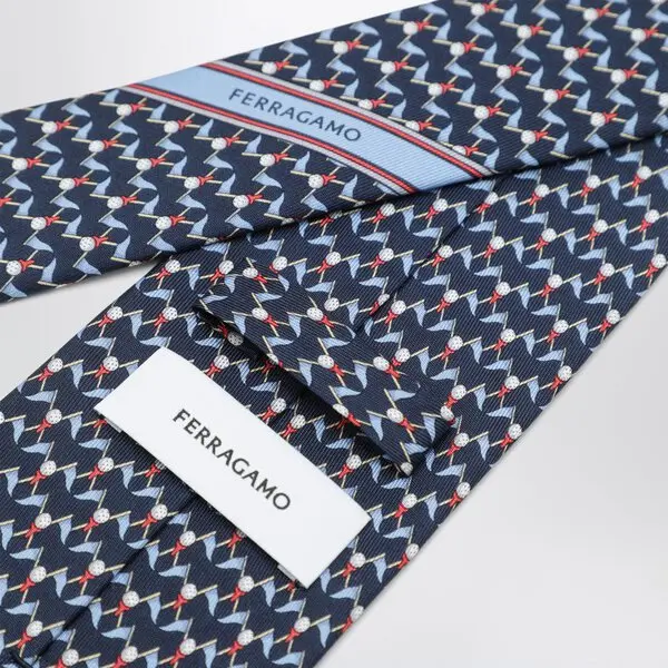 FERRAGAMO Navy Club Silk Tie