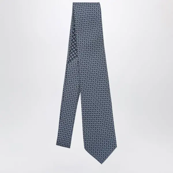 FERRAGAMO Navy Gancini Square Silk Tie