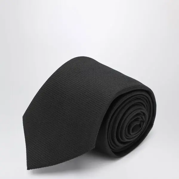 FERRAGAMO Silk Jacquard Tie - Black