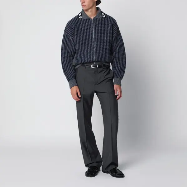 Versace Dark Wool Zip-up Cardigan