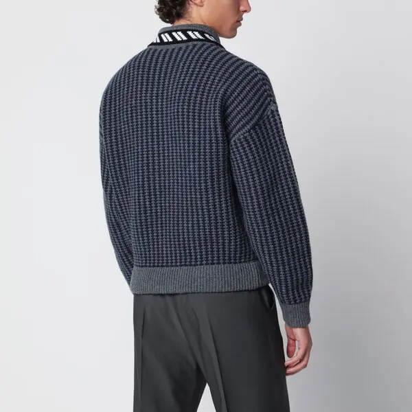 Versace Dark Wool Zip-up Cardigan