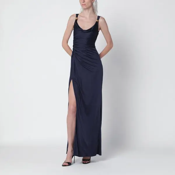 Versace Navy Viscose Jersey Evening Dress - Blue