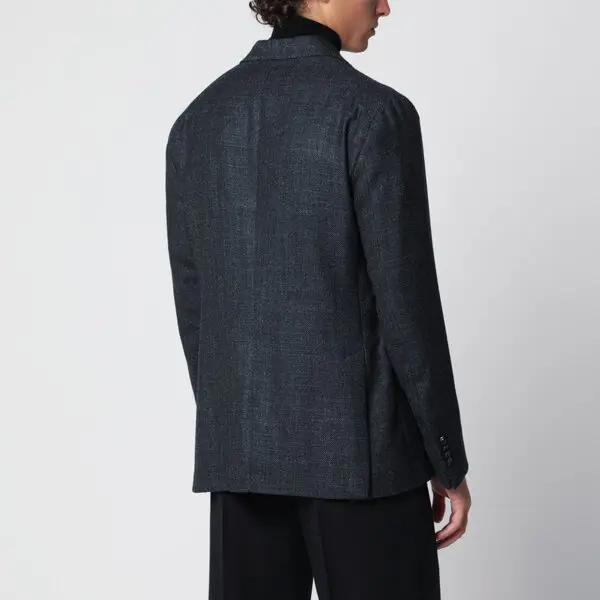 Tagliatore Petrol Double-breasted Wool And Silk Jacket