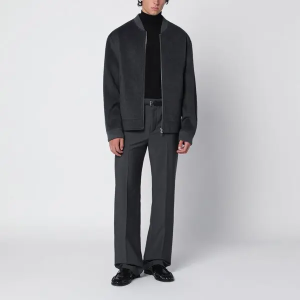 Soft Goat Dark Wool And Cashmere Bomber Jacket