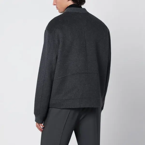 Soft Goat Dark Wool And Cashmere Bomber Jacket