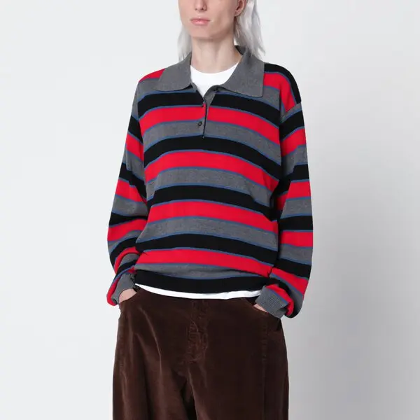 CORDERA Oversized Multicolour Striped Cotton Polo Shirt - Multicolor