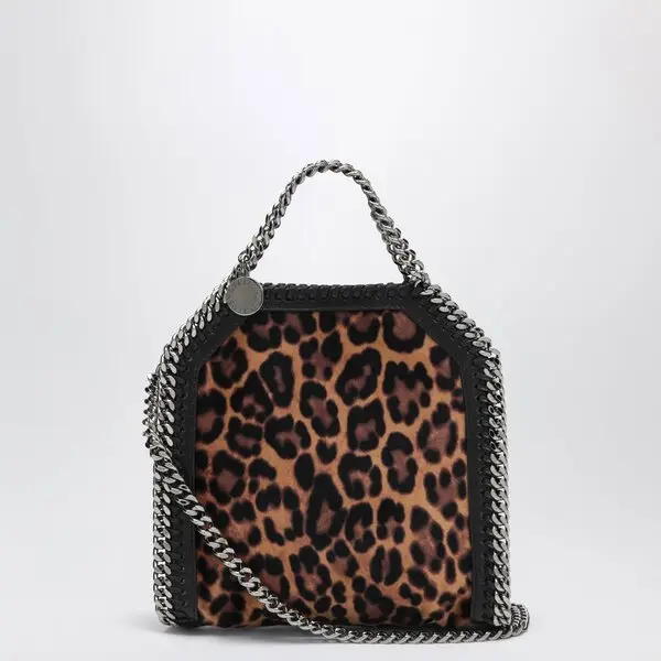 Stella McCartney Falabella Leopard-print Velvet Micro Tote Bag - Brown