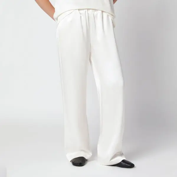RÓHE Cream Silk Wide-leg Trousers - White