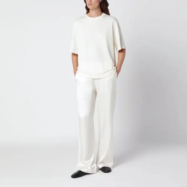 RÓHE Cream Silk Wide-leg Trousers
